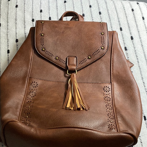 revive vintage vegan | Bags | Bohemian Brown Leather Backpack With ...